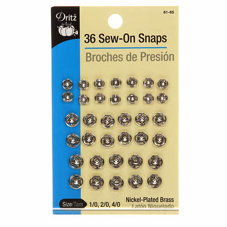 Sew-On Snaps Assorted Sizes Nickel