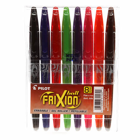 Frixion Pen Assortment 8 pack Fine Point 0.7mm Heat Erase